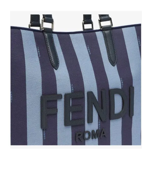 Fendi Pequin Jacquard Tote Bag - Blue