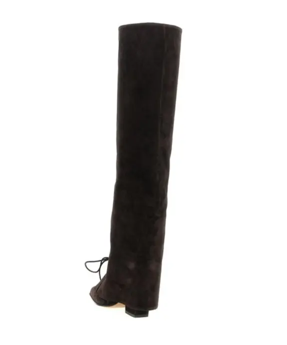 Paris Texas Jane Fold Over Lace-up Boots - Black