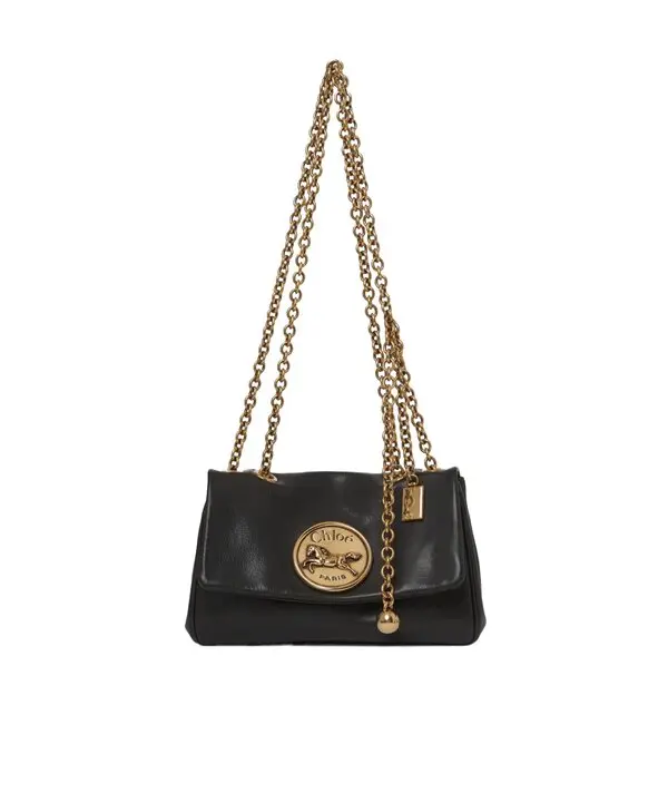 Chloé Small Shoulder Bag With Horse Emblem - Black