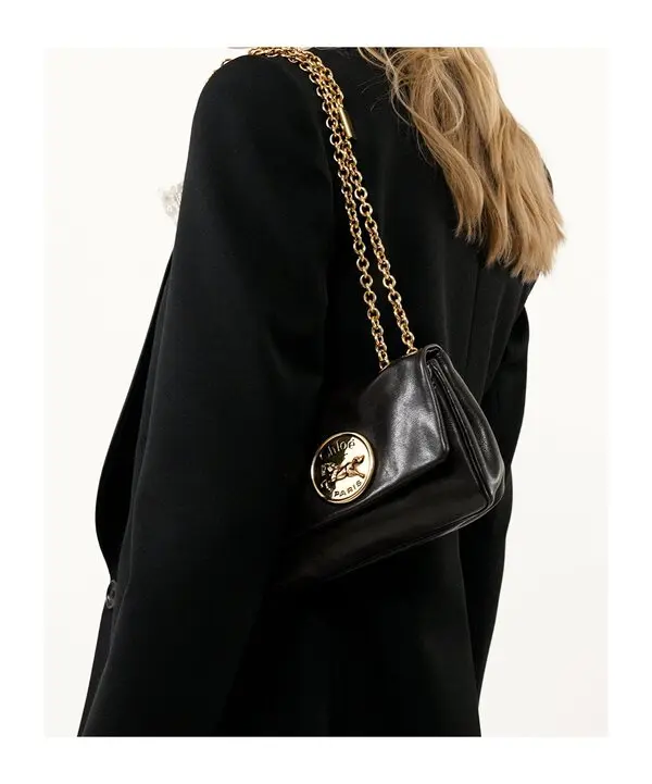 Chloé Small Shoulder Bag With Horse Emblem - Black