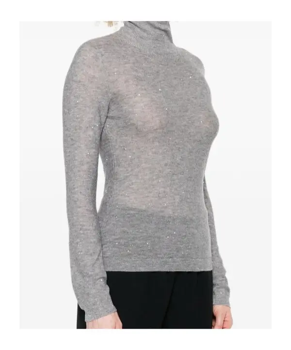 Fabiana Filippi Sequin Embellished High Neck Jumper