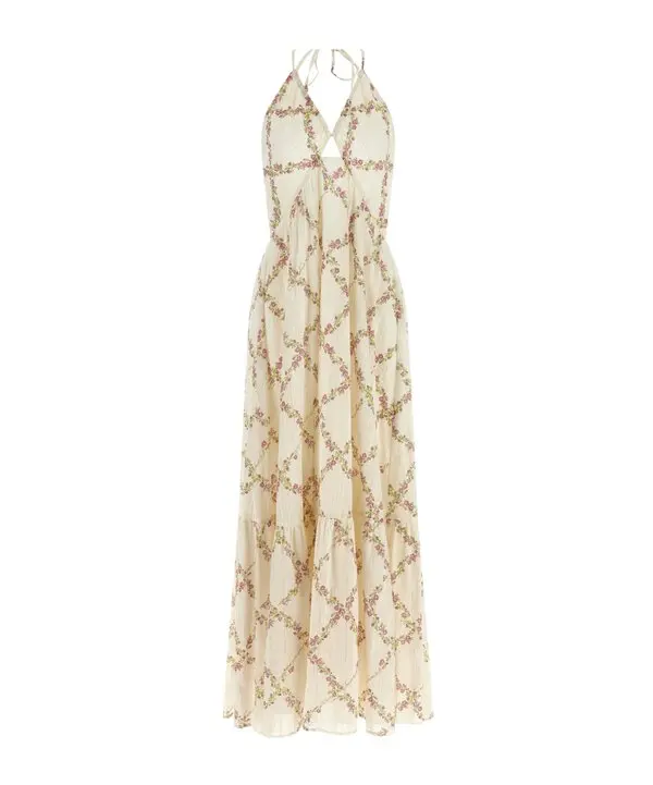 TWINSET Floral Halterneck Maxi Dress - Nude