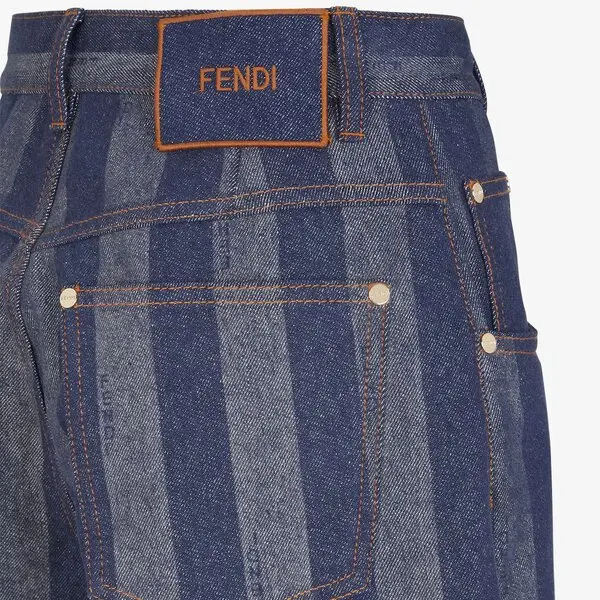 Fendi Pequin Stripe Denim Trousers - Blue
