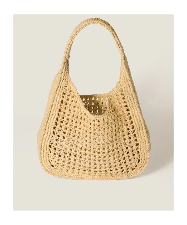Miu Miu Raffia Logo Shopping Bag