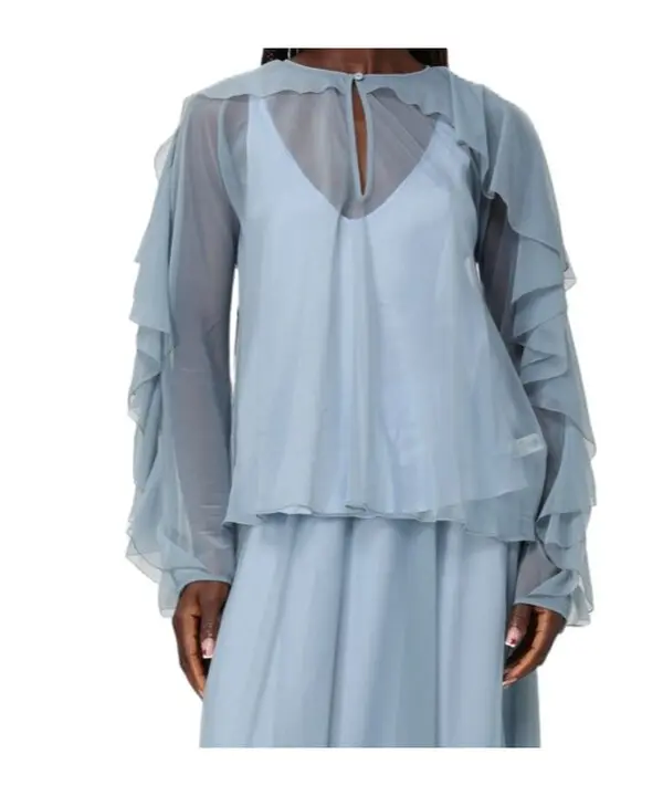 FORTE_FORTE Ruffled Cover-up With Button Closure