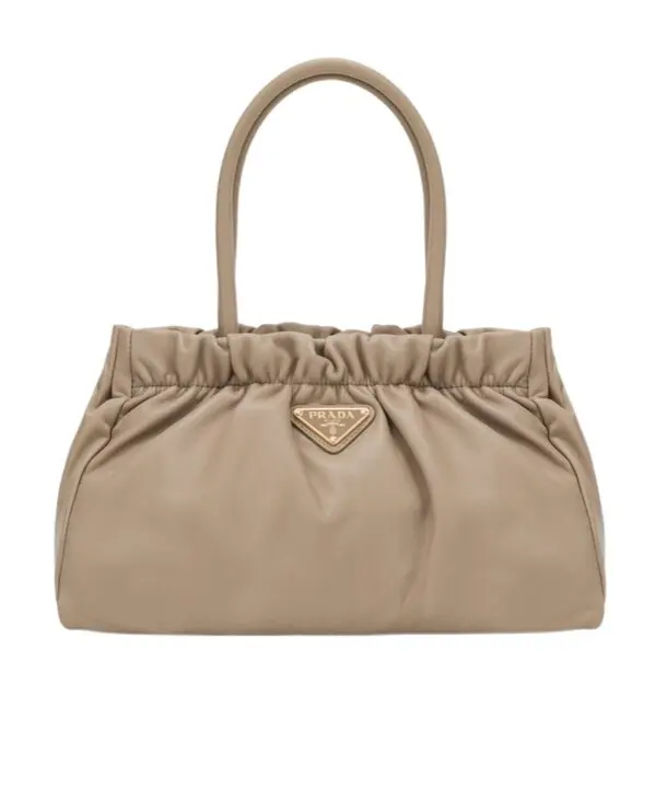 Prada Double Handle Shoulder Bag - Sand-colored
