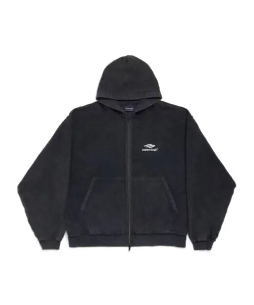 Balenciaga Logo Embroidered Zip-up Jacket - Black