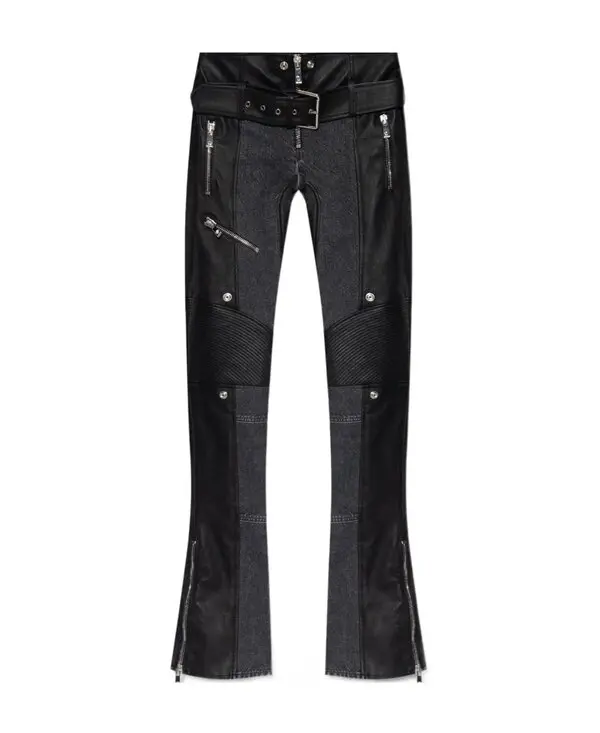 Versace Belted Zip-cuff Flared Trousers - Black