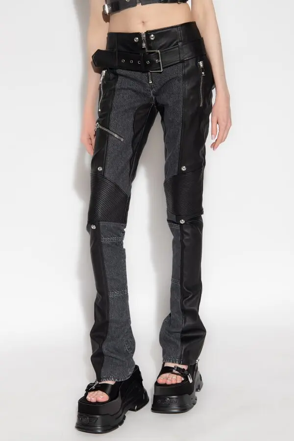 Versace Belted Zip-cuff Flared Trousers