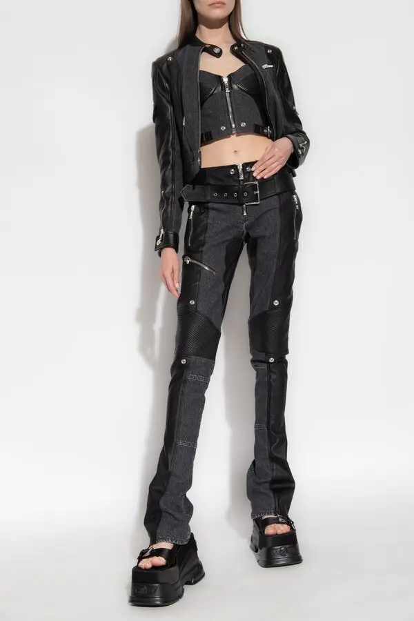 Versace Belted Zip-cuff Flared Trousers