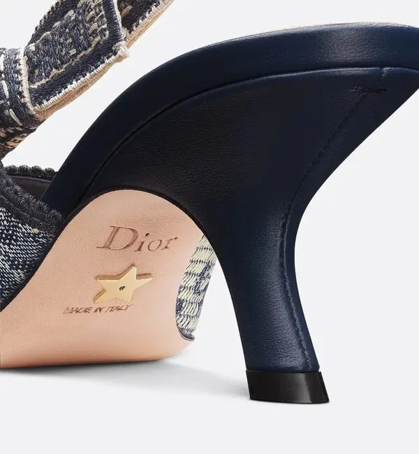 Dior J'adior Embroidered Slingback Pumps With Knot Detail - Black