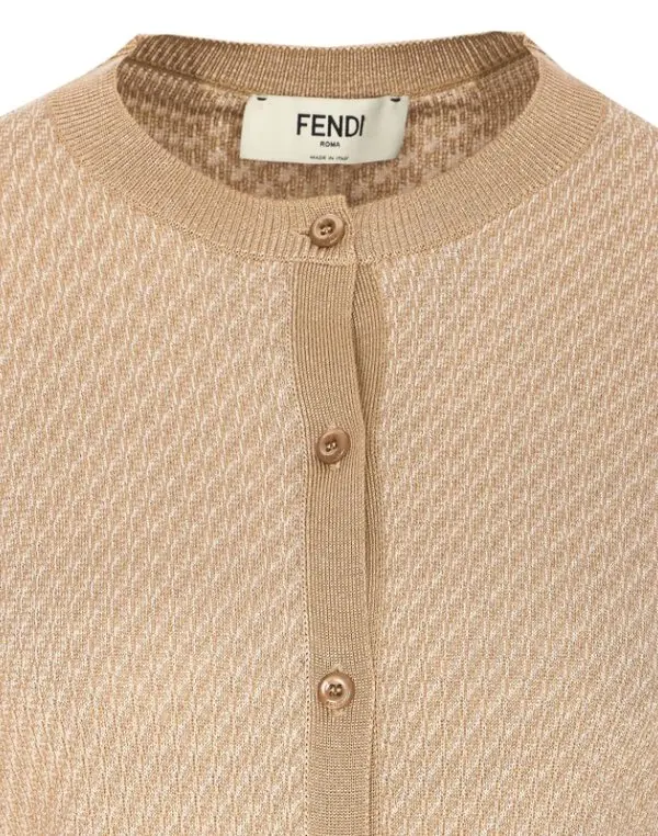 Fendi Crewneck Buttoned Knitted Cardigan