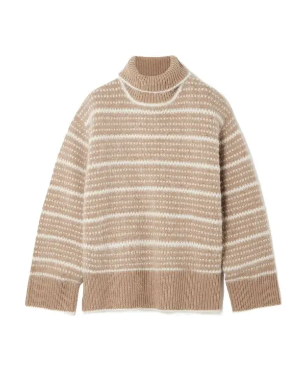 TOTEME Striped Turtleneck Sweater - Nude