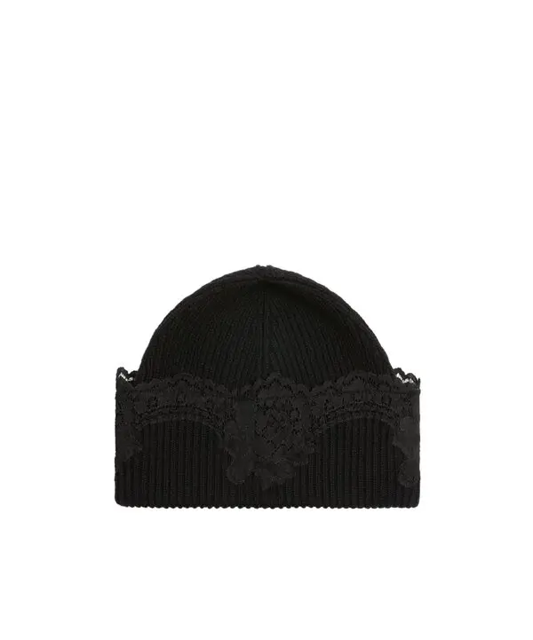 Valentino Garavani Vlogo Signature Lace Beanie - Black