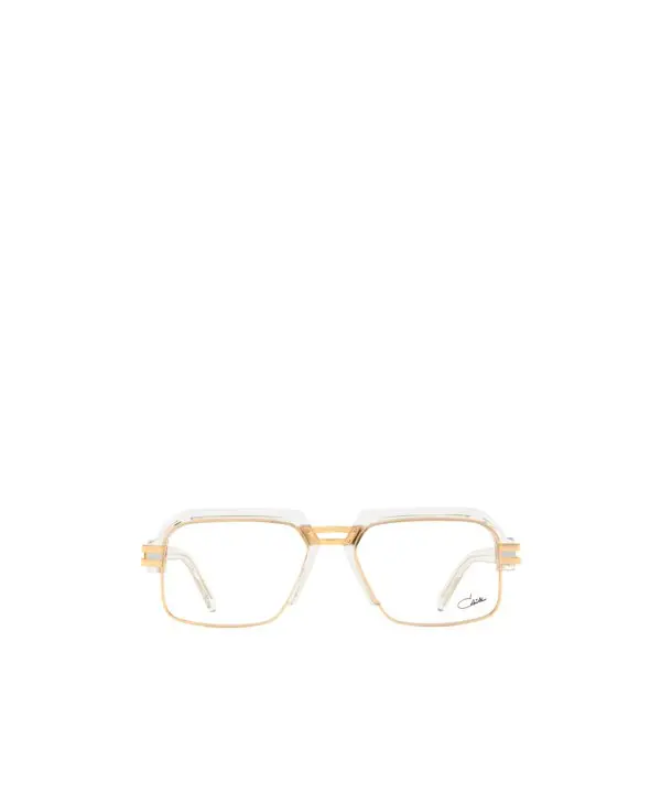 Cazal Geometric Frame Engraved Logo Eyeglasses - White