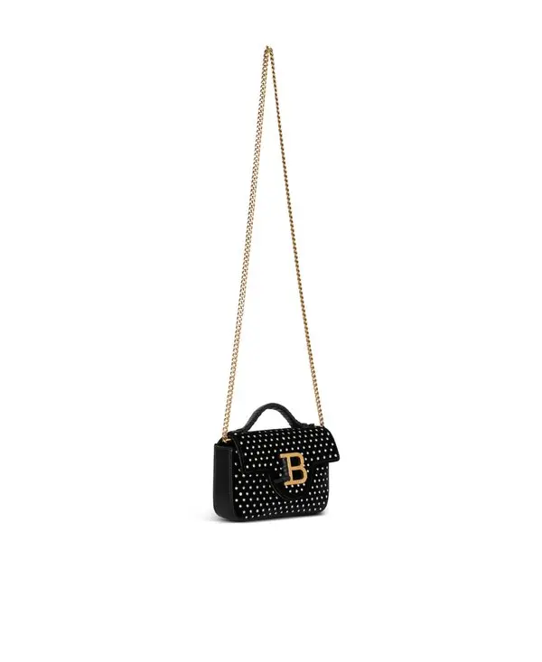 Balmain B-buzz Mini Velvet Crystal Embellished Bag