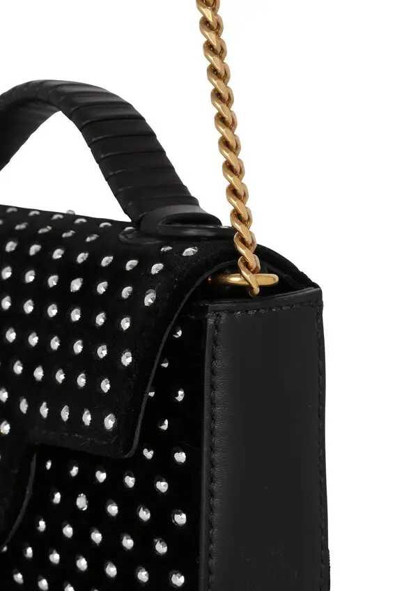 Balmain B-buzz Mini Velvet Crystal Embellished Bag