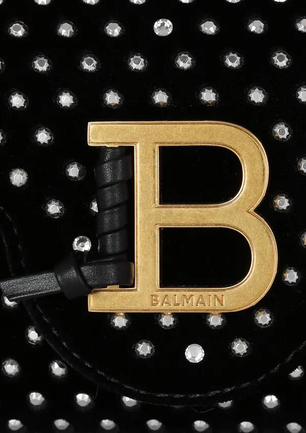 Balmain B-buzz Mini Velvet Crystal Embellished Bag