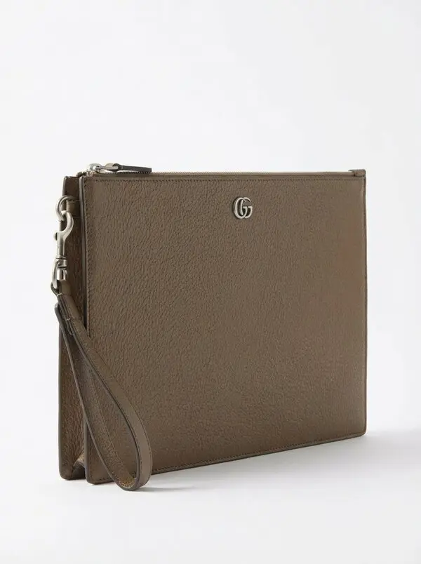 Gucci Gg Marmont Zipped Pouch - Brown