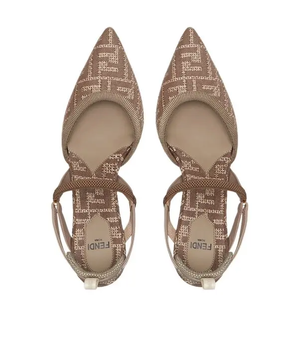 Fendi Logo Jacquard Slingback Pumps - Brown