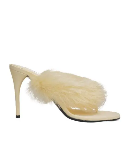 Alaïa Alaa Heeled Thong Mules - Light Yellow