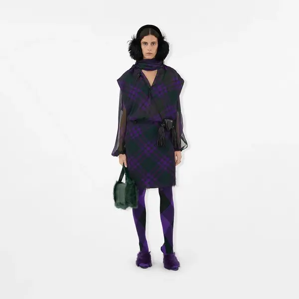 Burberry Check-pattern Scarf Detailed Blouse