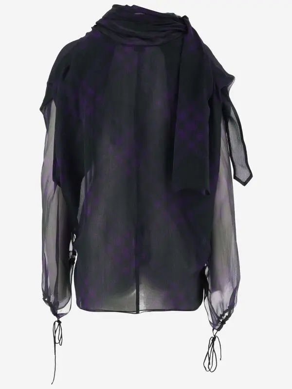 Burberry Check-pattern Scarf Detailed Blouse