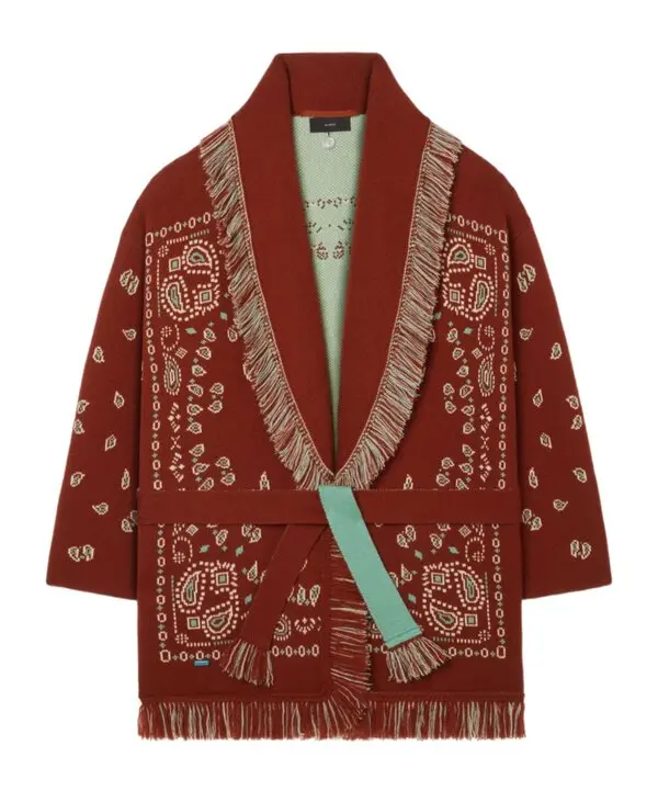 Alanui Fringed Bandana Cardigan - Brown