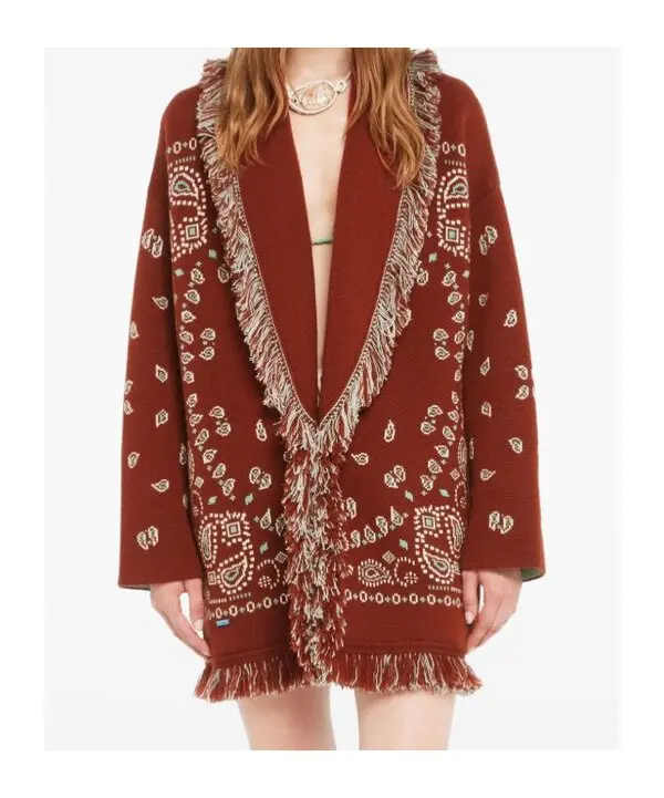 Alanui Fringed Bandana Cardigan - Brown