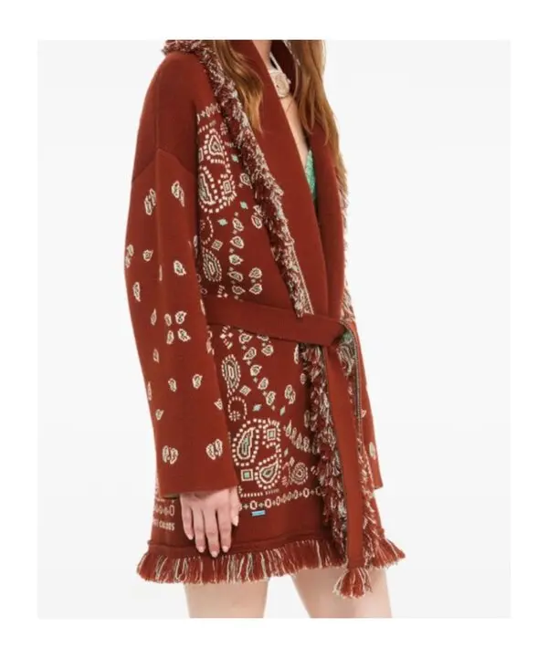 Alanui Fringed Bandana Cardigan - Brown