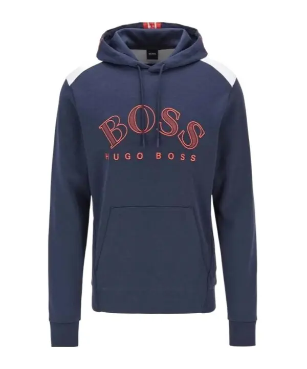 Hugo Boss Long-sleeved Hooded Sweatshirt With Monogrammed Pattern