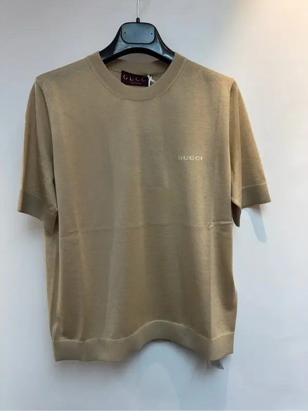 Gucci Logo Intarsia Knit Top - Light Camel