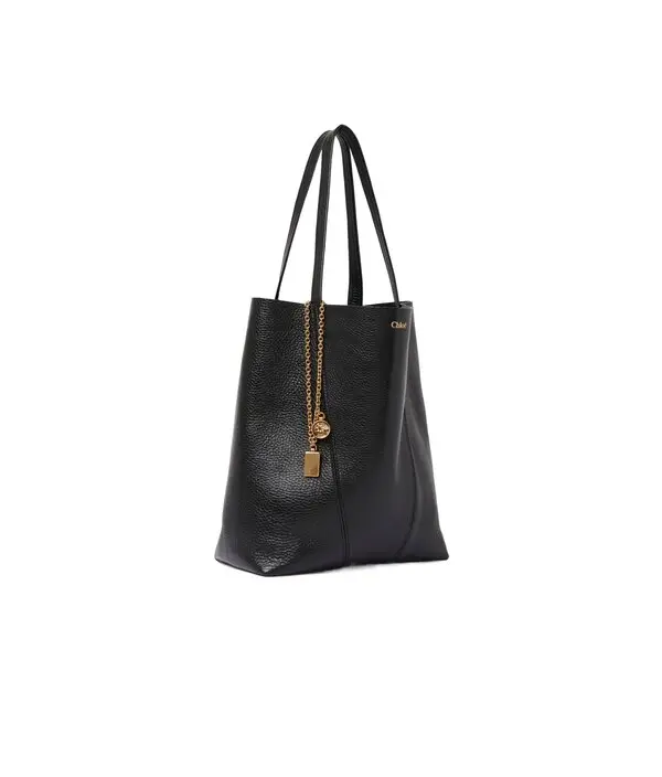 Chloé Spin Charm Detailed Tote Bag - Black