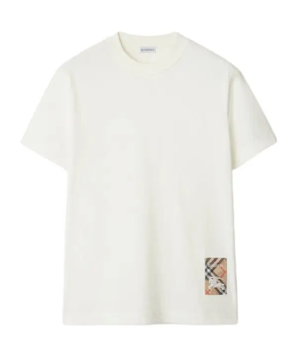Burberry Check Patch Crewneck T-shirt - Chalk Color