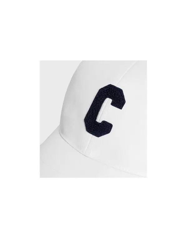 Celine Initial Baseball Cap In Cotton - White