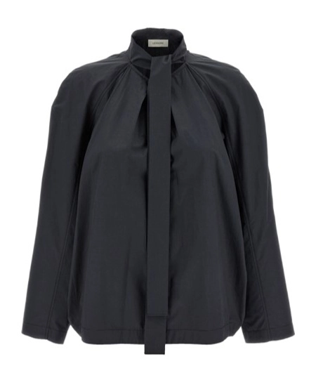 LEMAIRE Ascot Blouse With Rounded Hem - Charcoal
