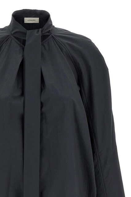 LEMAIRE Ascot Blouse With Rounded Hem - Charcoal