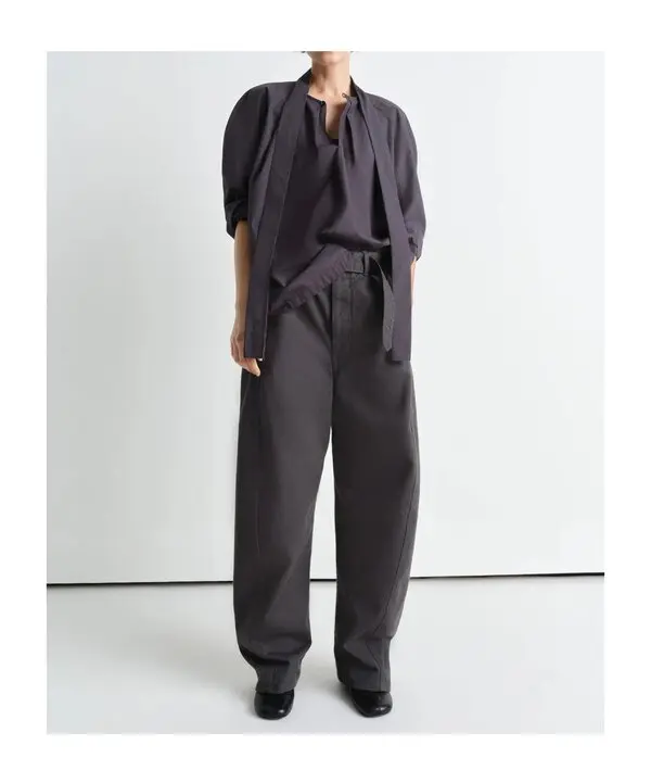 LEMAIRE Ascot Blouse With Rounded Hem - Charcoal