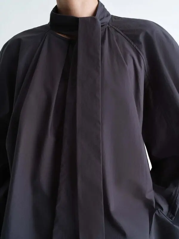 LEMAIRE Ascot Blouse With Rounded Hem - Charcoal