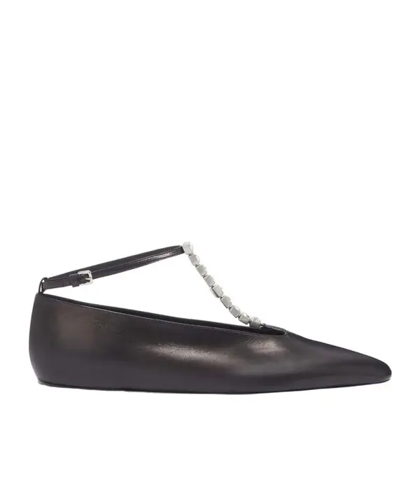 JIL SANDER Embellished Ankle Strap Ballerina Flats