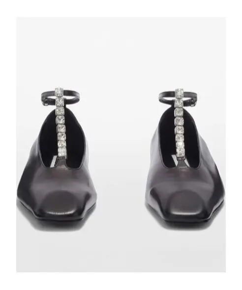JIL SANDER Embellished Ankle Strap Ballerina Flats