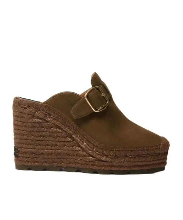 Stella McCartney Gaia Clogs With Jute Wedge - Mocha