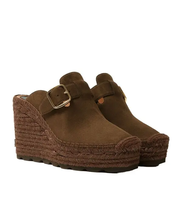 Stella McCartney Gaia Clogs With Jute Wedge - Mocha