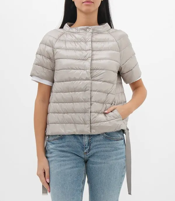 Herno Short Sleeve Quilted Down Jacket With Drawstring Hem - Nude