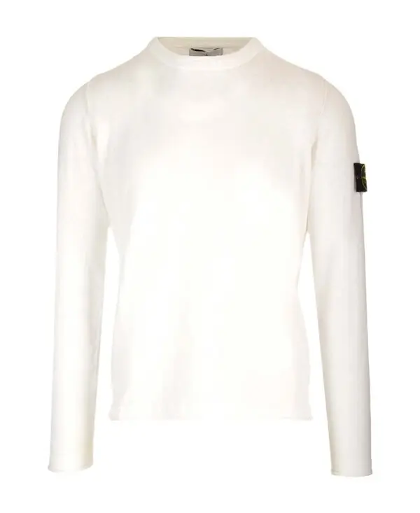 Stone Island Logo Patch Crewneck Jumper - White