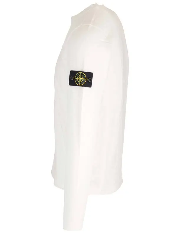 Stone Island Logo Patch Crewneck Jumper - White