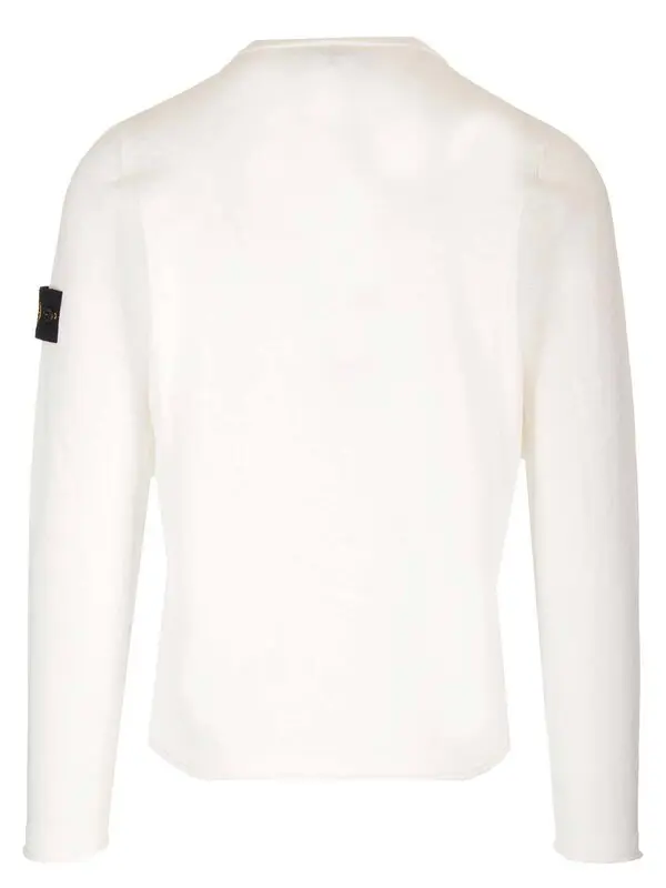 Stone Island Logo Patch Crewneck Jumper - White