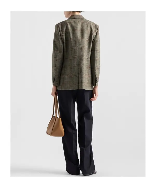 Prada High-waisted Tailored Trousers With Jewel Brooch Detail