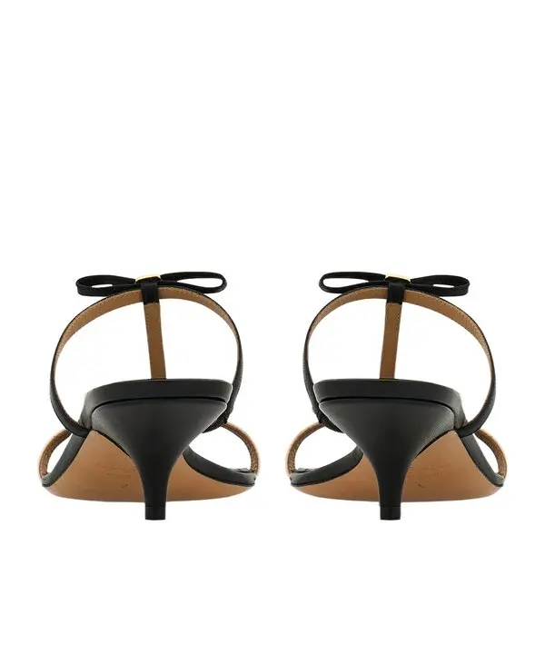 FERRAGAMO Mini Bow Slingback Sandals - Black/ballet