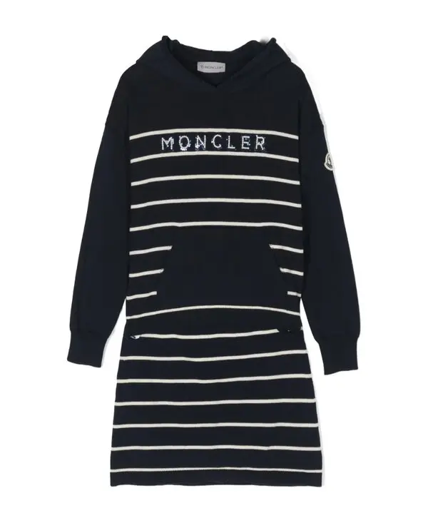 Moncler Striped Knit Logo Hoodie Skirt Set